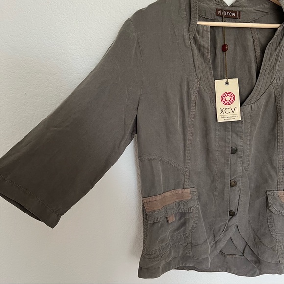 XCVI | Jackets & Coats | Nwt Xcvi Army Green Military Type Light Jacket ...